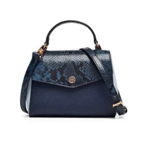 Tory Burch | Bags | Tory Burch Blue Python Effect And Leather Robinson ...